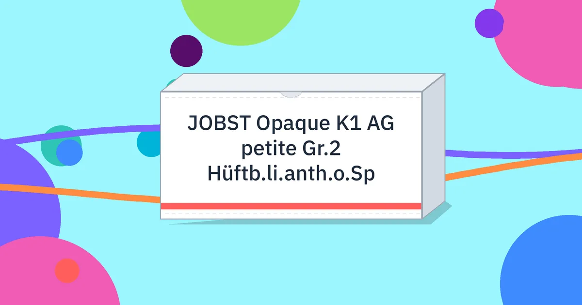 Symbolbild: Packung mit der Aufschrift JOBST Opaque K1 AG petite Gr.2 Hüftb.li.anth.o.Sp (PZN 16272999) – Verfügbarkeit und Bezug in Apotheken in Frankfurt am Main