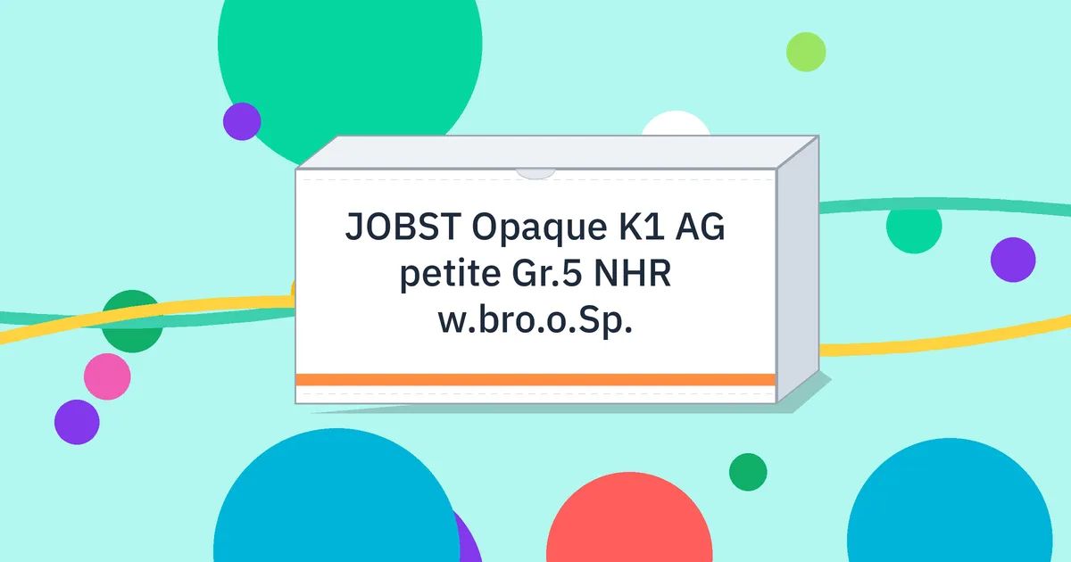 Symbolbild: Packung mit der Aufschrift JOBST Opaque K1 AG petite Gr.5 NHR w.bro.o.Sp. (PZN 13088373) – Verfügbarkeit und Bezug in Apotheken in Frankfurt am Main