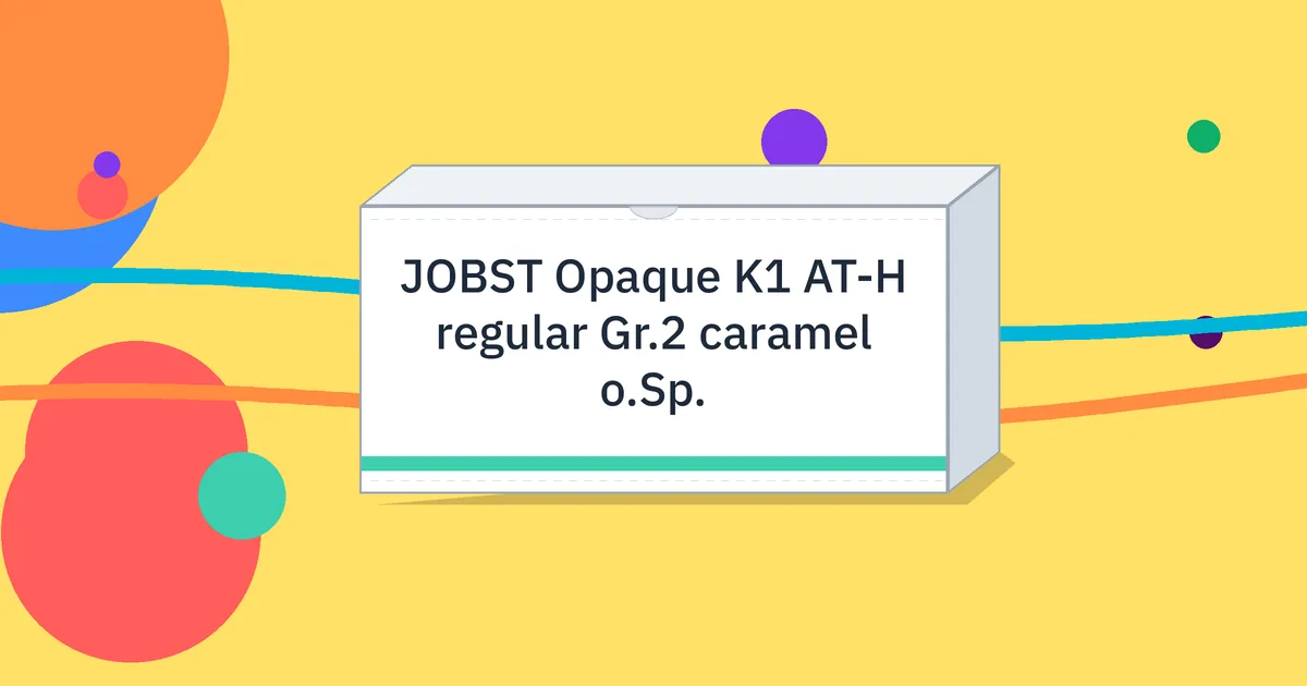 Symbolbild: Packung mit der Aufschrift JOBST Opaque K1 AT-H regular Gr.2 caramel o.Sp. (PZN 13105574) – Verfügbarkeit und Bezug in Apotheken in Frankfurt am Main