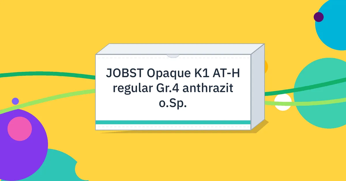 Symbolbild: Packung mit der Aufschrift JOBST Opaque K1 AT-H regular Gr.4 anthrazit o.Sp. (PZN 16274403) – Verfügbarkeit und Bezug in Apotheken in Frankfurt am Main