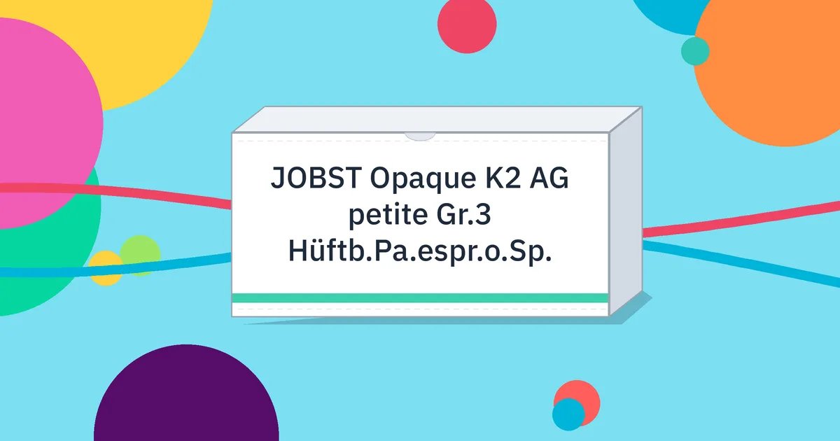 Symbolbild: Packung mit der Aufschrift JOBST Opaque K2 AG petite Gr.3 Hüftb.Pa.espr.o.Sp. (PZN 16288523) – Verfügbarkeit und Bezug in Apotheken in Frankfurt am Main