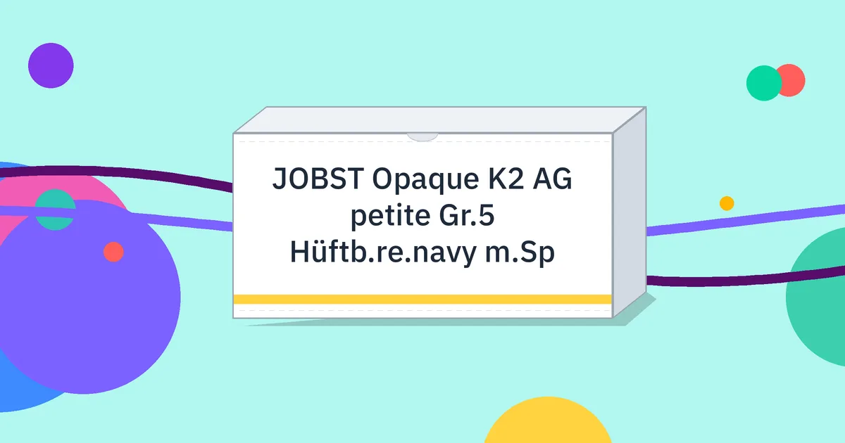 Symbolbild: Packung mit der Aufschrift JOBST Opaque K2 AG petite Gr.5 Hüftb.re.navy m.Sp (PZN 13115087) – Verfügbarkeit und Bezug in Apotheken in Frankfurt am Main