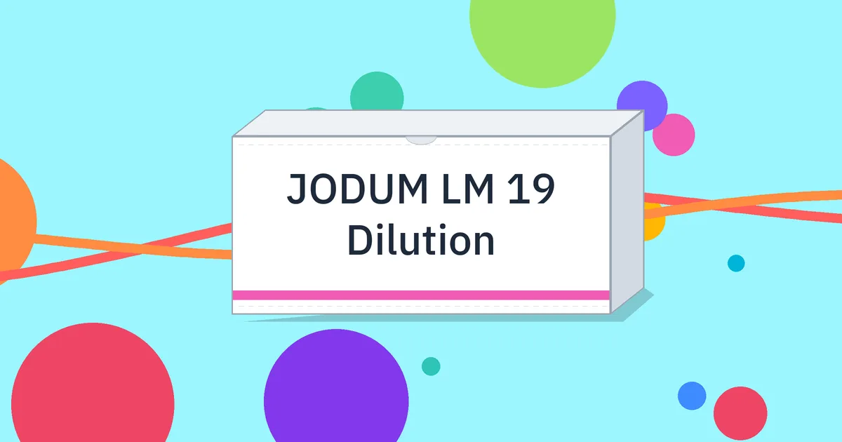 Symbolbild: Packung mit der Aufschrift JODUM LM 19 Dilution (PZN 12915762) – Verfügbarkeit und Bezug in Apotheken in Frankfurt am Main