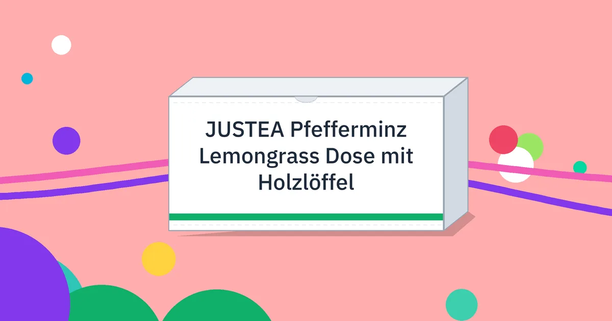 Symbolbild: Packung mit der Aufschrift JUSTEA Pfefferminz Lemongrass Dose mit Holzlöffel (PZN 15419911) – Verfügbarkeit und Bezug in Apotheken in Frankfurt am Main
