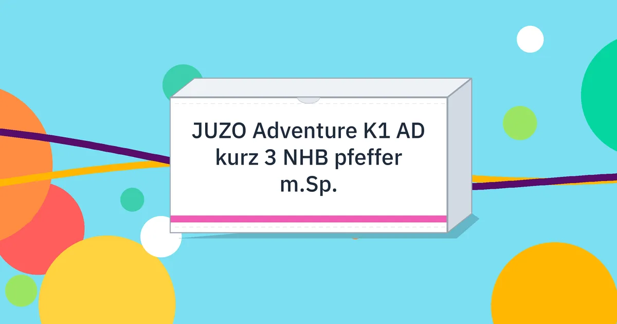 Symbolbild: Packung mit der Aufschrift JUZO Adventure K1 AD kurz 3 NHB pfeffer m.Sp. (PZN 14975136) – Verfügbarkeit und Bezug in Apotheken in Frankfurt am Main