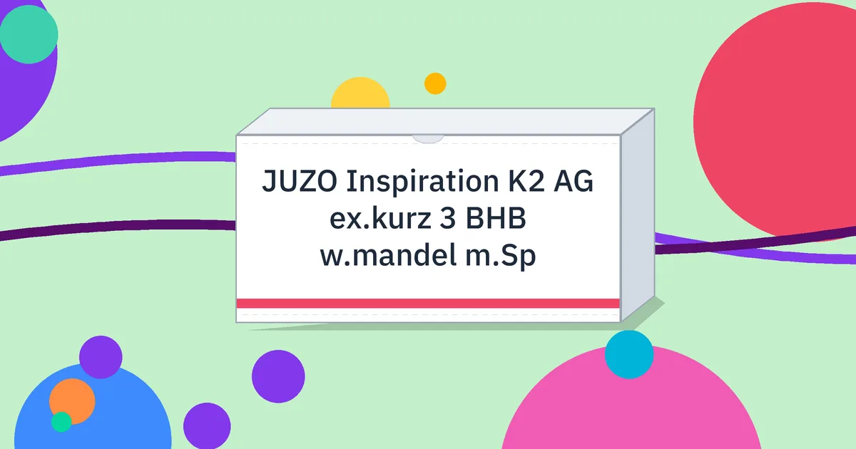 Symbolbild: Packung mit der Aufschrift JUZO Inspiration K2 AG ex.kurz 3 BHB w.mandel m.Sp (PZN 14851463) – Verfügbarkeit und Bezug in Apotheken in Frankfurt am Main