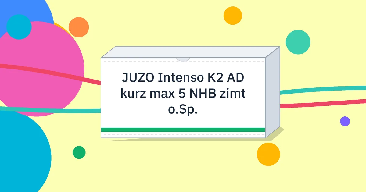 Symbolbild: Packung mit der Aufschrift JUZO Intenso K2 AD kurz max 5 NHB zimt o.Sp. (PZN 18622618) – Verfügbarkeit und Bezug in Apotheken in Frankfurt am Main