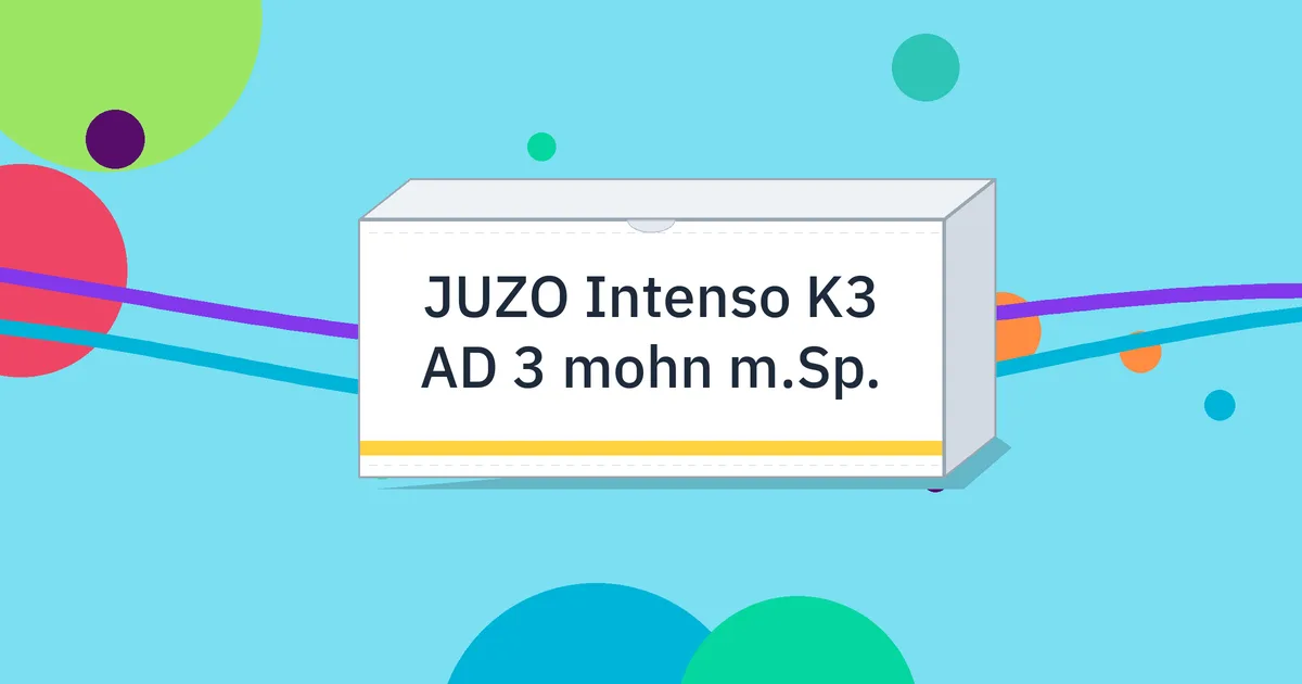 Symbolbild: Packung mit der Aufschrift JUZO Intenso K3 AD 3 mohn m.Sp. (PZN 18627567) – Verfügbarkeit und Bezug in Apotheken in Frankfurt am Main
