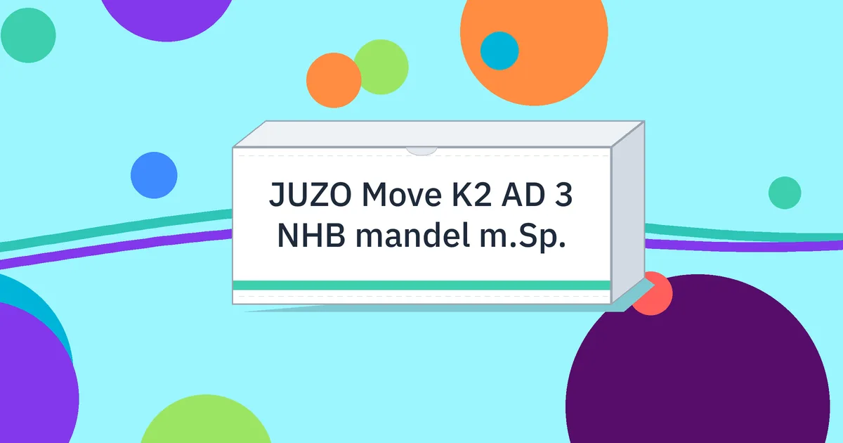 Symbolbild: Packung mit der Aufschrift JUZO Move K2 AD 3 NHB mandel m.Sp. (PZN 16339930) – Verfügbarkeit und Bezug in Apotheken in Frankfurt am Main