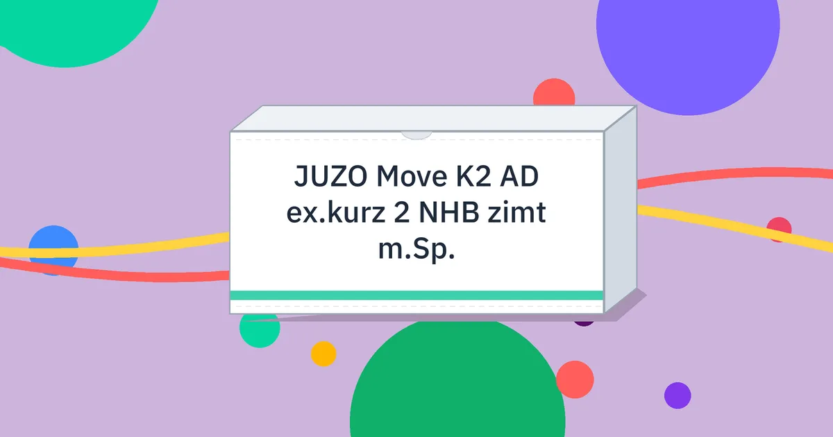 Symbolbild: Packung mit der Aufschrift JUZO Move K2 AD ex.kurz 2 NHB zimt m.Sp. (PZN 18510055) – Verfügbarkeit und Bezug in Apotheken in Frankfurt am Main