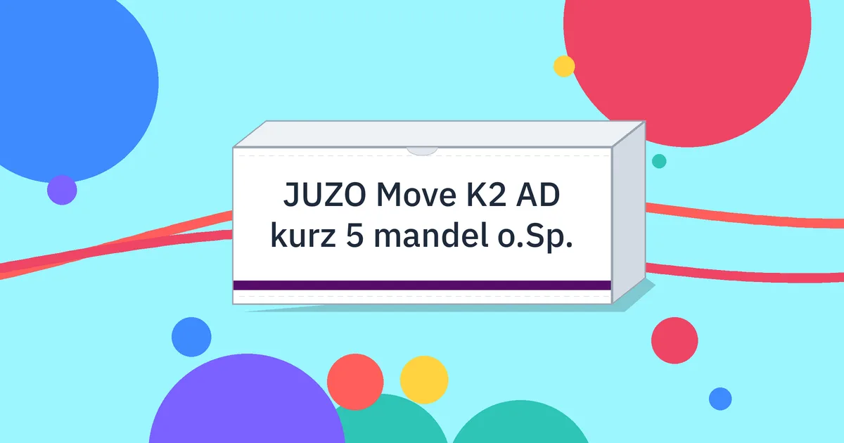 Symbolbild: Packung mit der Aufschrift JUZO Move K2 AD kurz 5 mandel o.Sp. (PZN 16342300) – Verfügbarkeit und Bezug in Apotheken in Frankfurt am Main