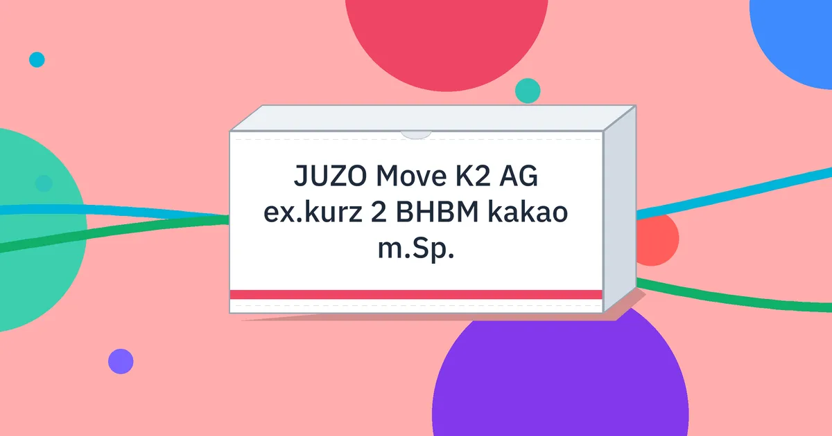 Symbolbild: Packung mit der Aufschrift JUZO Move K2 AG ex.kurz 2 BHBM kakao m.Sp. (PZN 18564252) – Verfügbarkeit und Bezug in Apotheken in Frankfurt am Main
