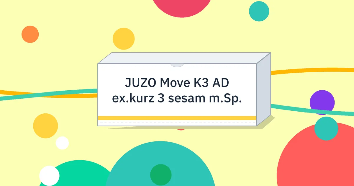 Symbolbild: Packung mit der Aufschrift JUZO Move K3 AD ex.kurz 3 sesam m.Sp. (PZN 18569321) – Verfügbarkeit und Bezug in Apotheken in Frankfurt am Main