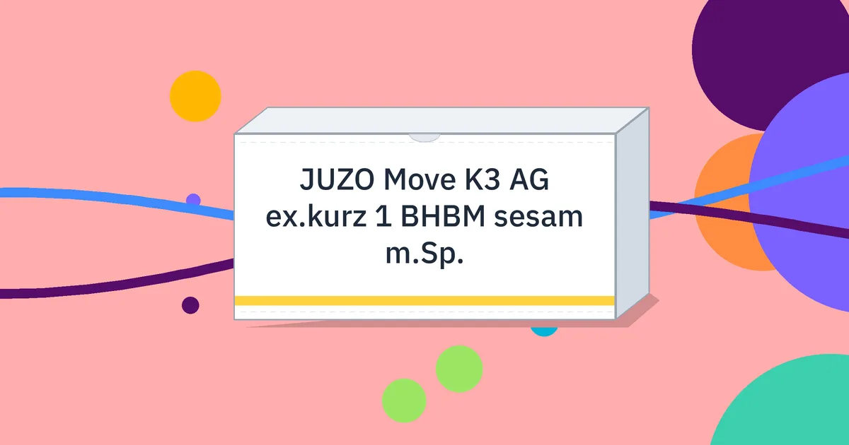 Symbolbild: Packung mit der Aufschrift JUZO Move K3 AG ex.kurz 1 BHBM sesam m.Sp. (PZN 18584013) – Verfügbarkeit und Bezug in Apotheken in Frankfurt am Main