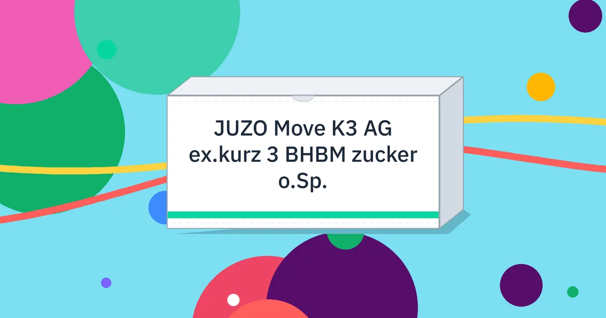Symbolbild: Packung mit der Aufschrift JUZO Move K3 AG ex.kurz 3 BHBM zucker o.Sp. (PZN 18585917) – Verfügbarkeit und Bezug in Apotheken in Frankfurt am Main