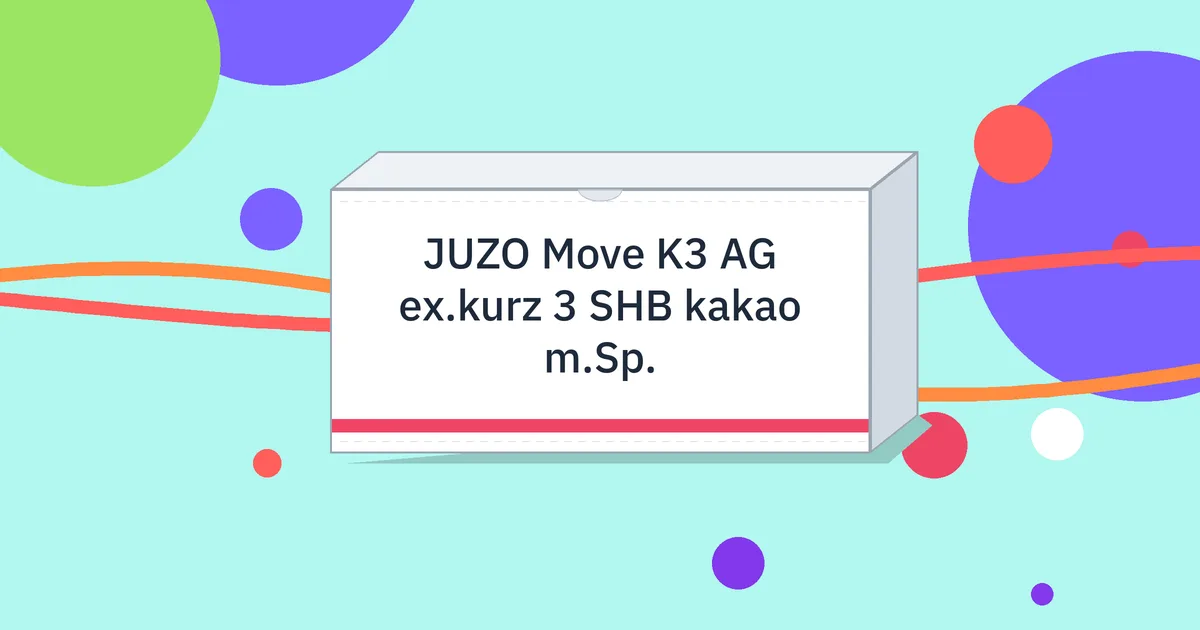 Symbolbild: Packung mit der Aufschrift JUZO Move K3 AG ex.kurz 3 SHB kakao m.Sp. (PZN 18595301) – Verfügbarkeit und Bezug in Apotheken in Frankfurt am Main