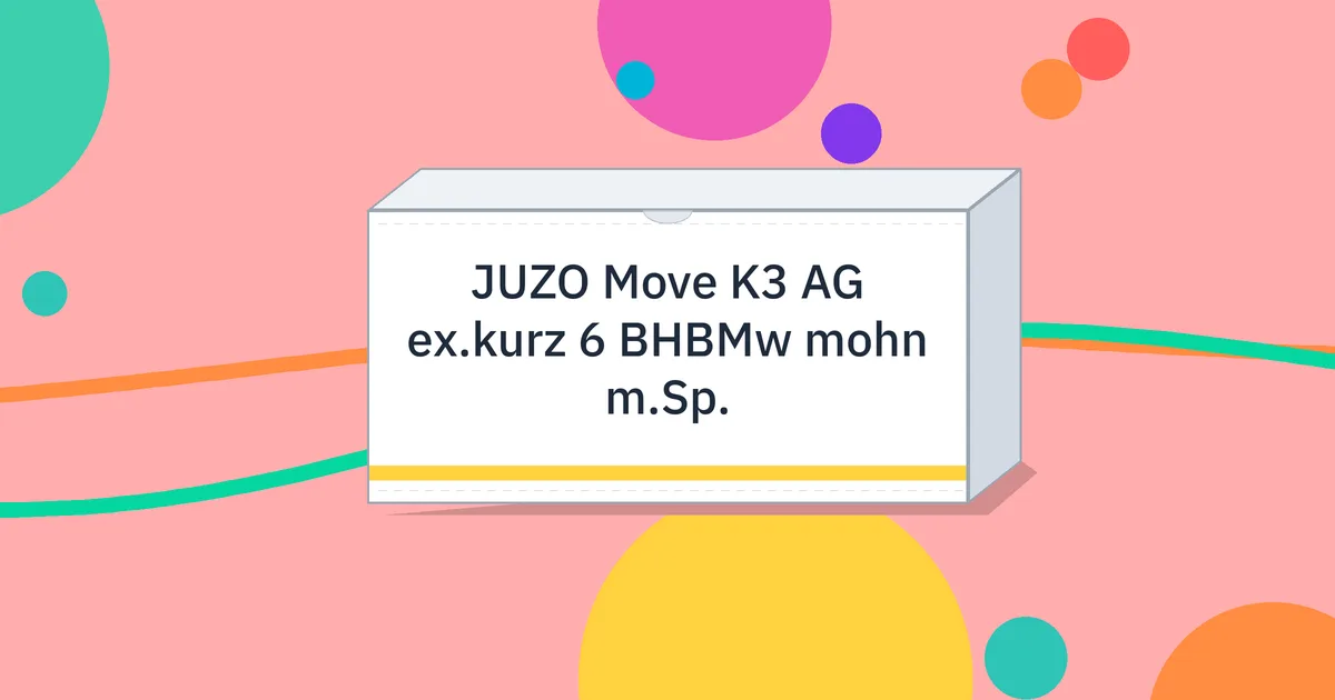 Symbolbild: Packung mit der Aufschrift JUZO Move K3 AG ex.kurz 6 BHBMw mohn m.Sp. (PZN 18596134) – Verfügbarkeit und Bezug in Apotheken in Frankfurt am Main