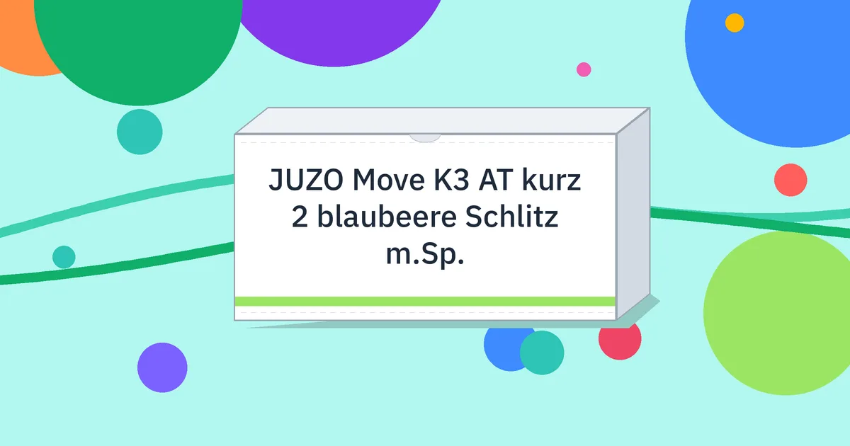 Symbolbild: Packung mit der Aufschrift JUZO Move K3 AT kurz 2 blaubeere Schlitz m.Sp. (PZN 20684207) – Verfügbarkeit und Bezug in Apotheken in Frankfurt am Main