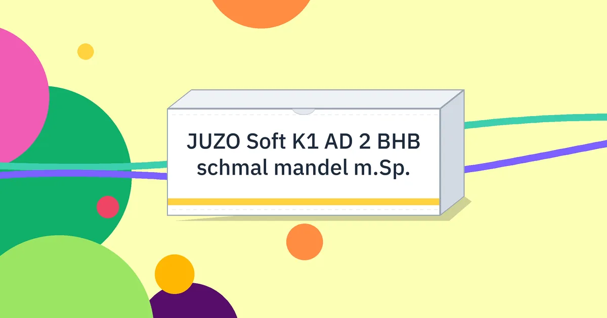 Symbolbild: Packung mit der Aufschrift JUZO Soft K1 AD 2 BHB schmal mandel m.Sp. (PZN 15461190) – Verfügbarkeit und Bezug in Apotheken in Frankfurt am Main
