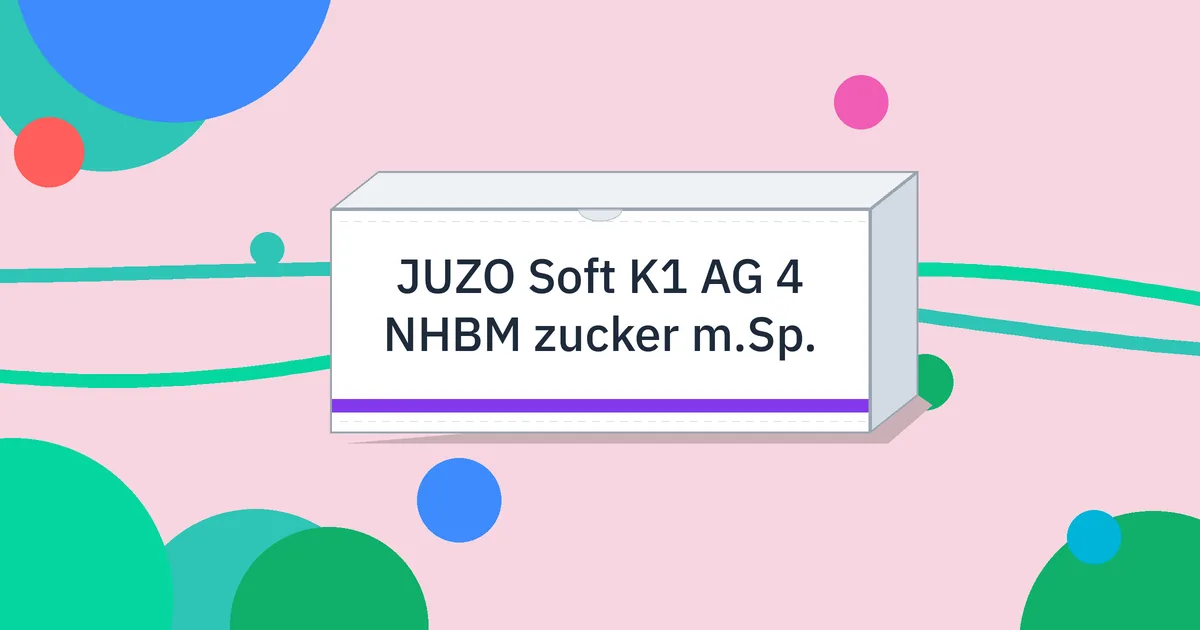 Symbolbild: Packung mit der Aufschrift JUZO Soft K1 AG 4 NHBM zucker m.Sp. (PZN 14999361) – Verfügbarkeit und Bezug in Apotheken in Frankfurt am Main