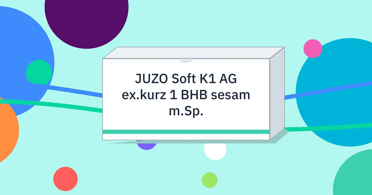 Symbolbild: Packung mit der Aufschrift JUZO Soft K1 AG ex.kurz 1 BHB sesam m.Sp. (PZN 14823455) – Verfügbarkeit und Bezug in Apotheken in Frankfurt am Main
