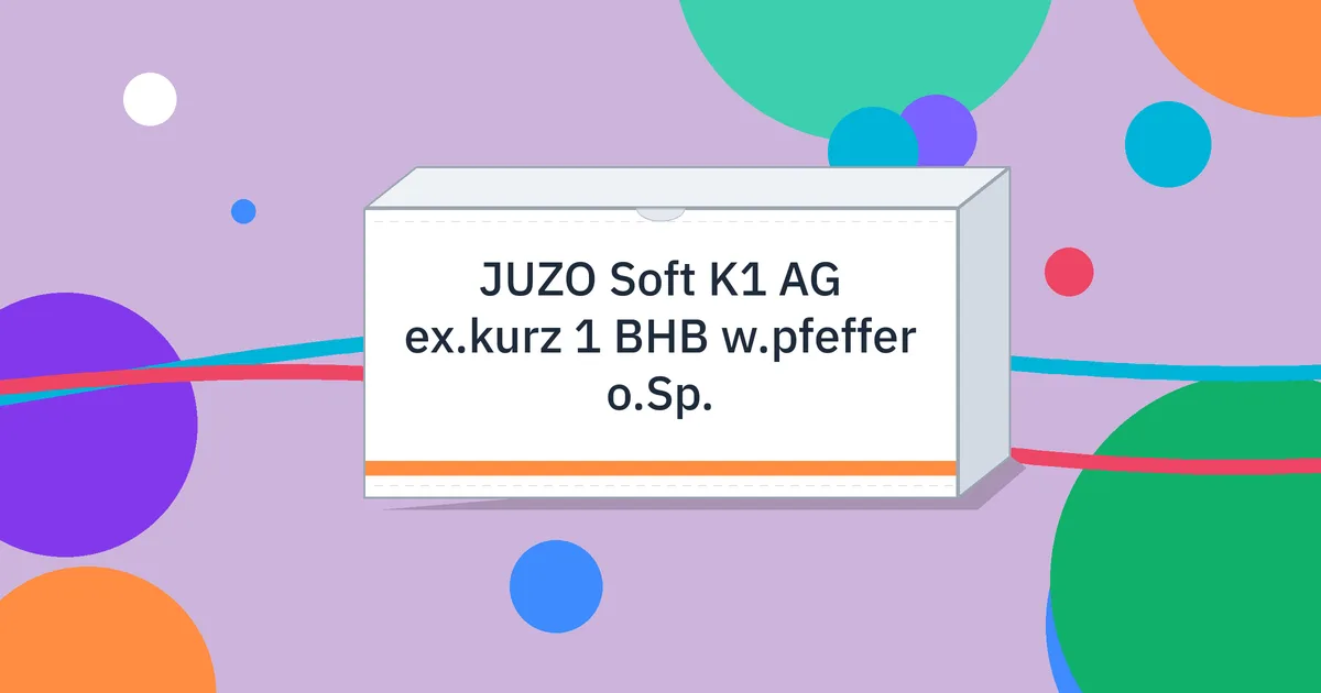 Symbolbild: Packung mit der Aufschrift JUZO Soft K1 AG ex.kurz 1 BHB w.pfeffer o.Sp. (PZN 14839864) – Verfügbarkeit und Bezug in Apotheken in Frankfurt am Main