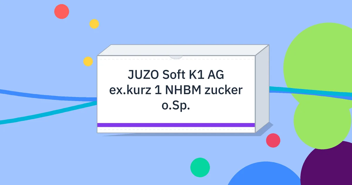 Symbolbild: Packung mit der Aufschrift JUZO Soft K1 AG ex.kurz 1 NHBM zucker o.Sp. (PZN 15000454) – Verfügbarkeit und Bezug in Apotheken in Frankfurt am Main