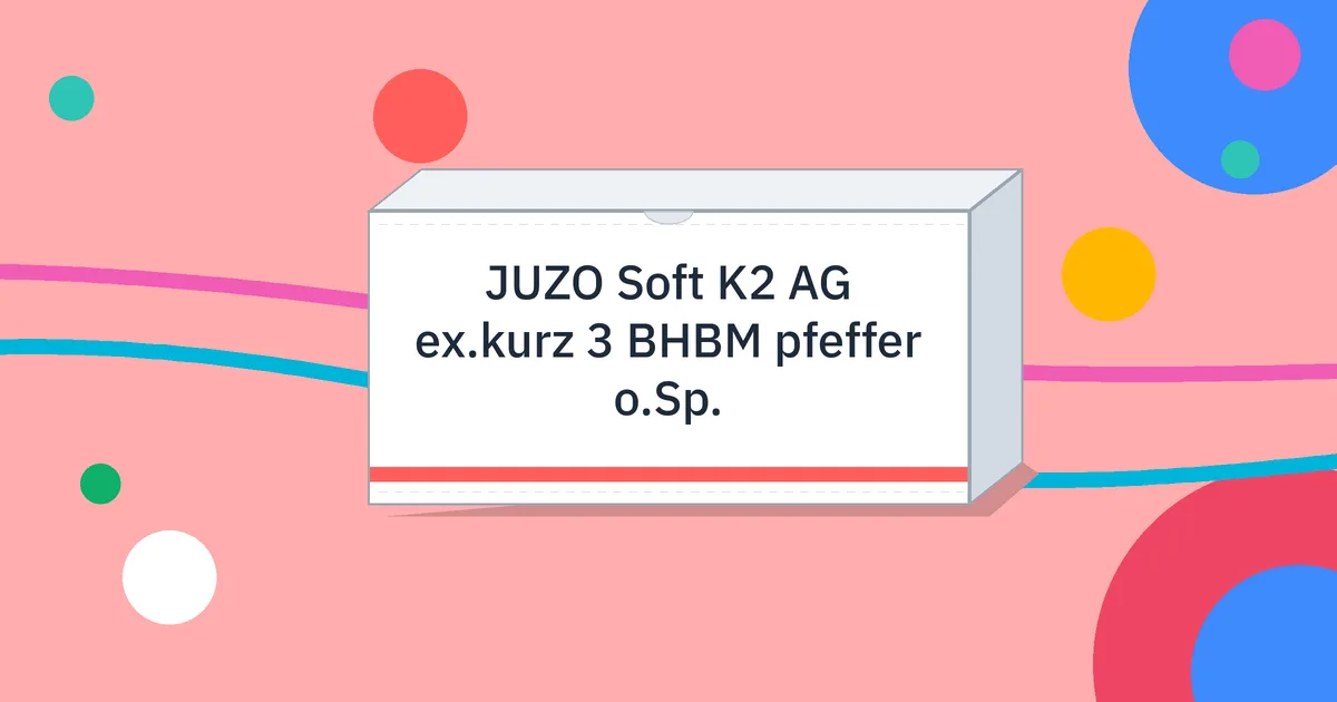 Symbolbild: Packung mit der Aufschrift JUZO Soft K2 AG ex.kurz 3 BHBM pfeffer o.Sp. (PZN 14862047) – Verfügbarkeit und Bezug in Apotheken in Frankfurt am Main