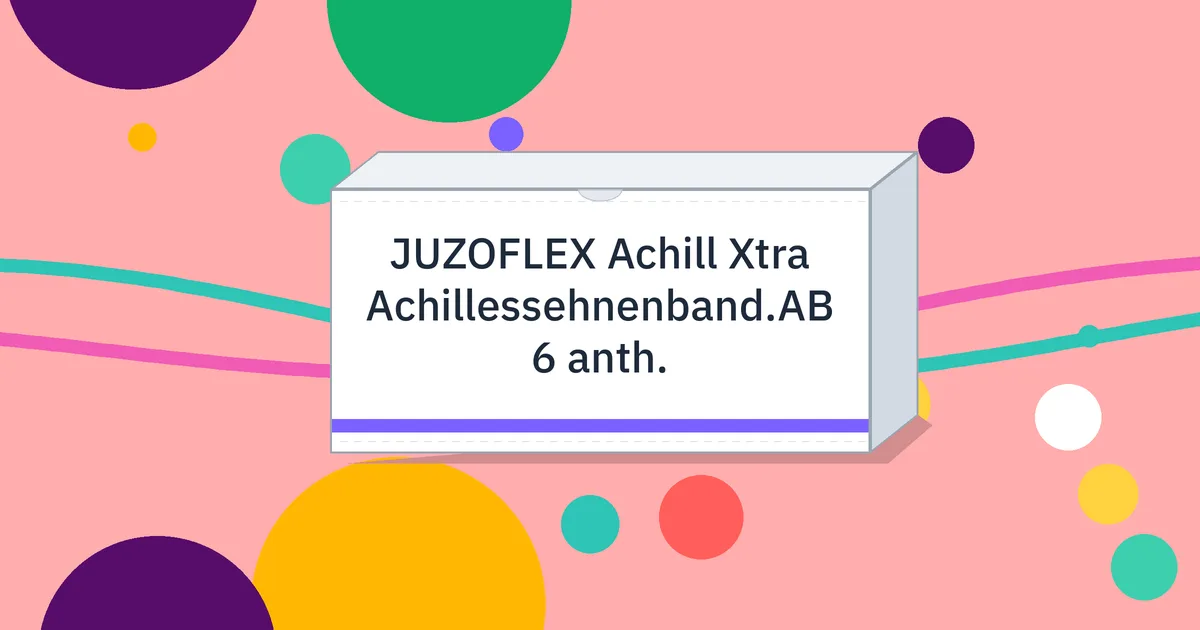 Symbolbild: Packung mit der Aufschrift JUZOFLEX Achill Xtra Achillessehnenband.AB 6 anth. (PZN 16634712) – Verfügbarkeit und Bezug in Apotheken in Frankfurt am Main