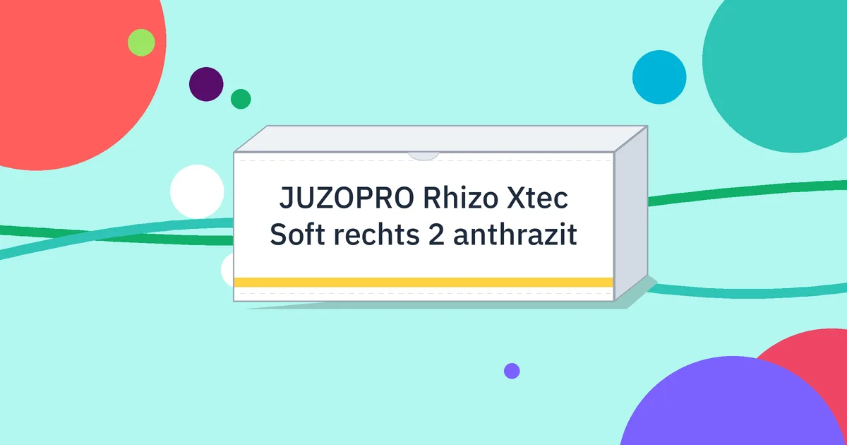 Symbolbild: Packung mit der Aufschrift JUZOPRO Rhizo Xtec Soft rechts 2 anthrazit (PZN 16766359) – Verfügbarkeit und Bezug in Apotheken in Frankfurt am Main