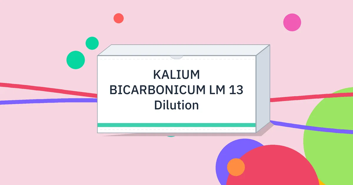 Symbolbild: Packung mit der Aufschrift KALIUM BICARBONICUM LM 13 Dilution (PZN 13783469) – Verfügbarkeit und Bezug in Apotheken in Frankfurt am Main