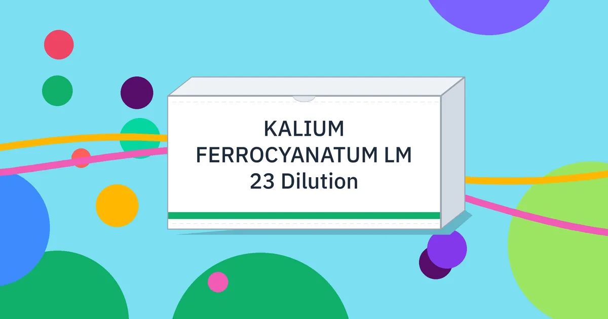 Symbolbild: Packung mit der Aufschrift KALIUM FERROCYANATUM LM 23 Dilution (PZN 12921159) – Verfügbarkeit und Bezug in Apotheken in Frankfurt am Main