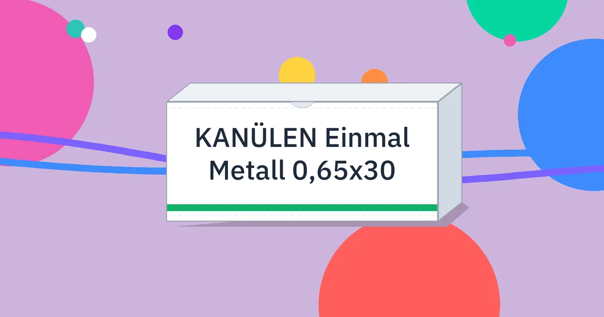 Symbolbild: Packung mit der Aufschrift KANÜLEN Einmal Metall 0,65x30 (PZN 01729387) – Verfügbarkeit und Bezug in Apotheken in Frankfurt am Main