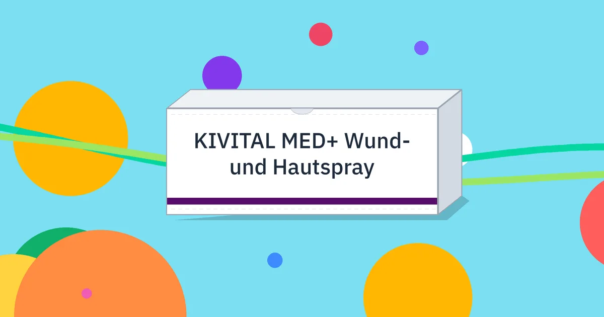 Symbolbild: Packung mit der Aufschrift KIVITAL MED+ Wund- und Hautspray (PZN 19374571) – Verfügbarkeit und Bezug in Apotheken in Frankfurt am Main