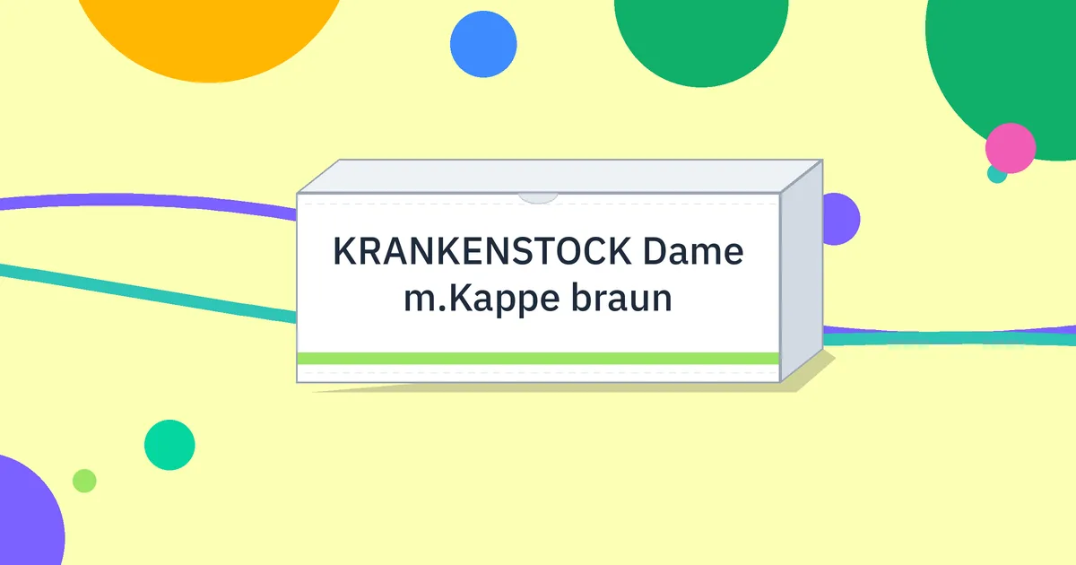 Symbolbild: Packung mit der Aufschrift KRANKENSTOCK Dame m.Kappe braun (PZN 01966288) – Verfügbarkeit und Bezug in Apotheken in Frankfurt am Main