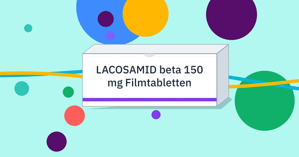 Symbolbild: Packung mit der Aufschrift LACOSAMID beta 150 mg Filmtabletten (PZN 17623053) – Verfügbarkeit und Bezug in Apotheken in Frankfurt am Main