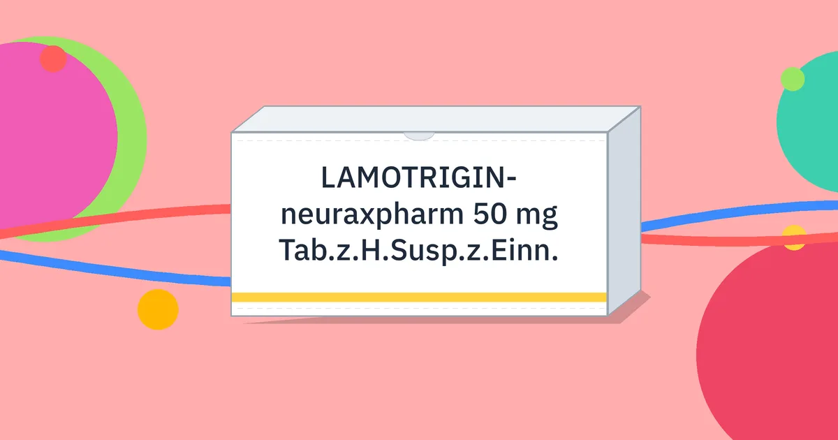 Symbolbild: Packung mit der Aufschrift LAMOTRIGIN-neuraxpharm 50 mg Tab.z.H.Susp.z.Einn. (PZN 00632993) – Verfügbarkeit und Bezug in Apotheken in Frankfurt am Main