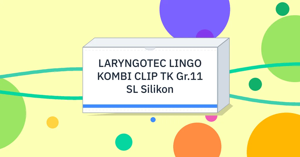 Symbolbild: Packung mit der Aufschrift LARYNGOTEC LINGO KOMBI CLIP TK Gr.11 SL Silikon (PZN 03312384) – Verfügbarkeit und Bezug in Apotheken in Frankfurt am Main