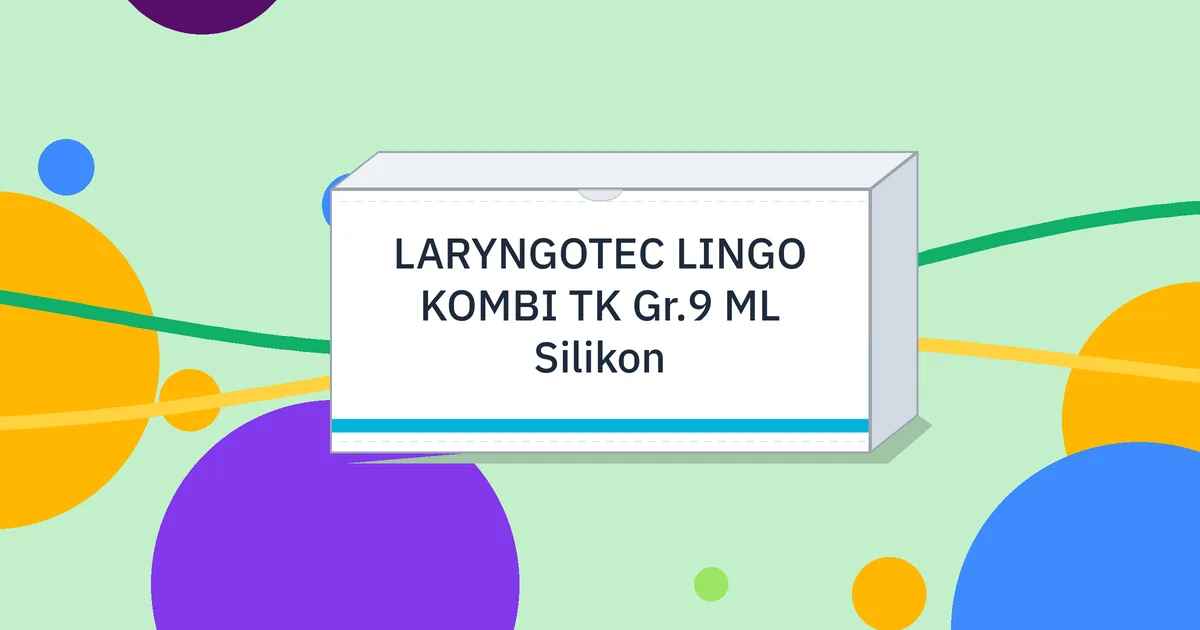Symbolbild: Packung mit der Aufschrift LARYNGOTEC LINGO KOMBI TK Gr.9 ML Silikon (PZN 03311025) – Verfügbarkeit und Bezug in Apotheken in Frankfurt am Main