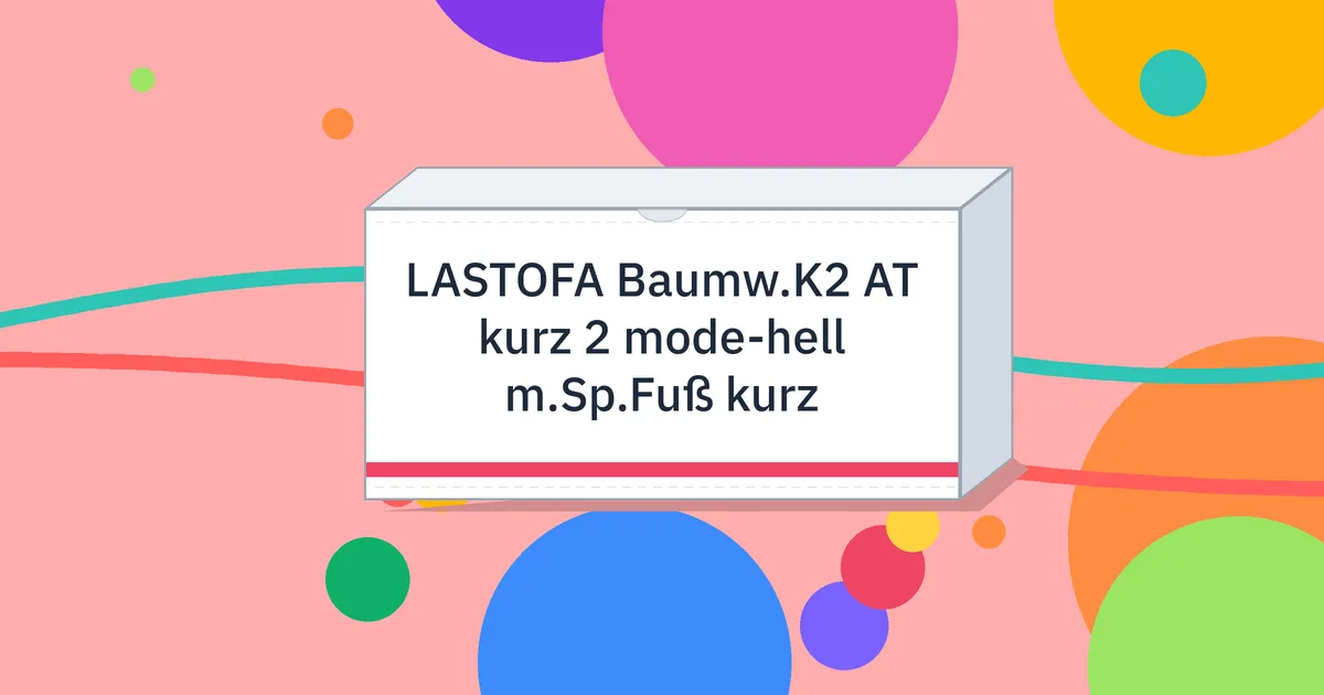 Symbolbild: Packung mit der Aufschrift LASTOFA Baumw.K2 AT kurz 2 mode-hell m.Sp.Fuß kurz (PZN 01951803) – Verfügbarkeit und Bezug in Apotheken in Frankfurt am Main