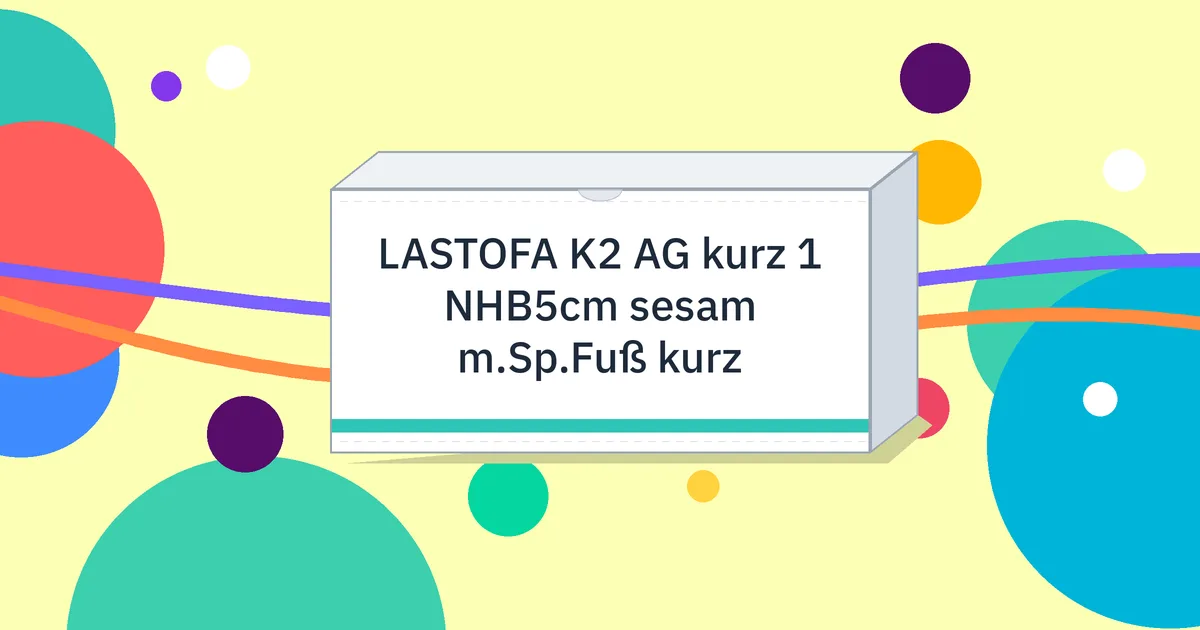 Symbolbild: Packung mit der Aufschrift LASTOFA K2 AG kurz 1 NHB5cm sesam m.Sp.Fuß kurz (PZN 13802362) – Verfügbarkeit und Bezug in Apotheken in Frankfurt am Main