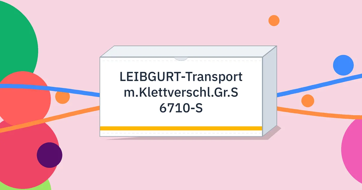 Symbolbild: Packung mit der Aufschrift LEIBGURT-Transport m.Klettverschl.Gr.S 6710-S (PZN 13586088) – Verfügbarkeit und Bezug in Apotheken in Frankfurt am Main