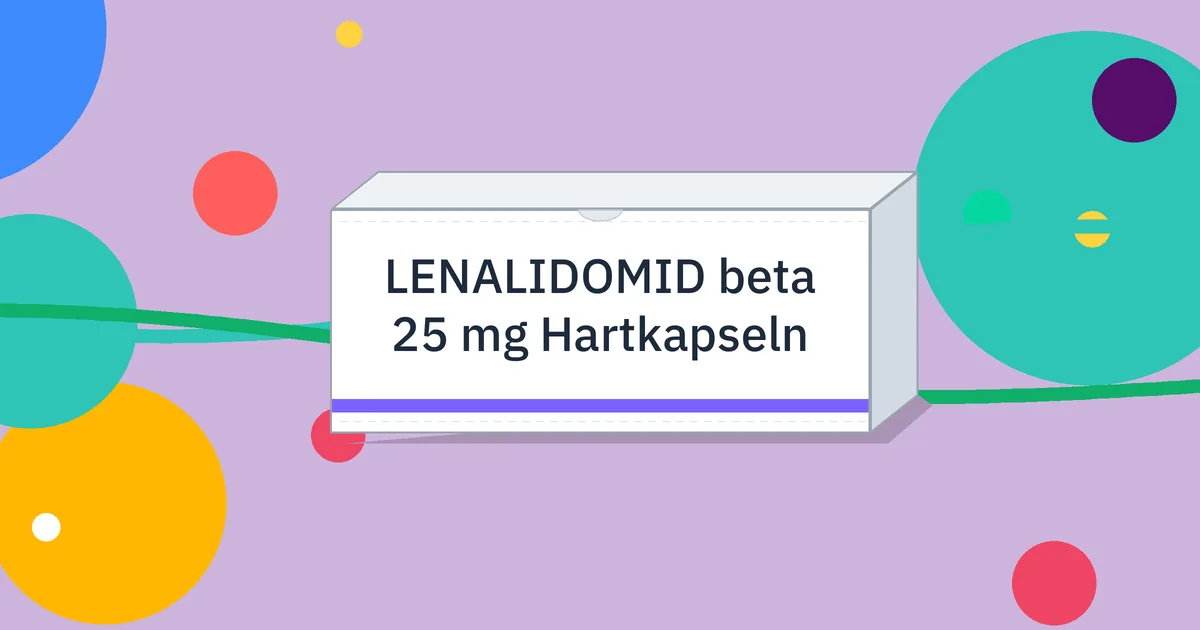 Symbolbild: Packung mit der Aufschrift LENALIDOMID beta 25 mg Hartkapseln (PZN 09423021) – Verfügbarkeit und Bezug in Apotheken in Frankfurt am Main