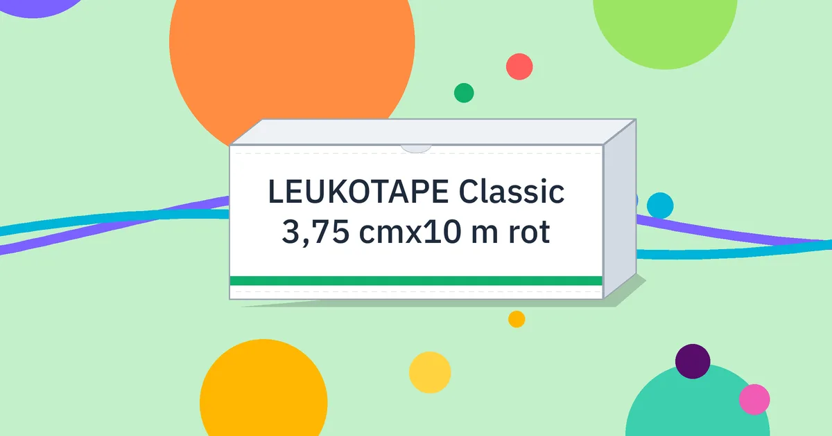 Symbolbild: Packung mit der Aufschrift LEUKOTAPE Classic 3,75 cmx10 m rot (PZN 00669513) – Verfügbarkeit und Bezug in Apotheken in Frankfurt am Main