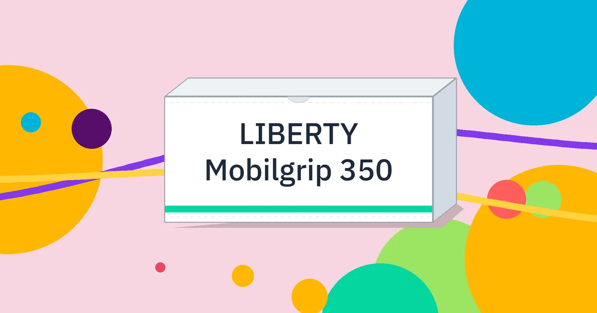 Symbolbild: Packung mit der Aufschrift LIBERTY Mobilgrip 350 (PZN 09069358) – Verfügbarkeit und Bezug in Apotheken in Frankfurt am Main