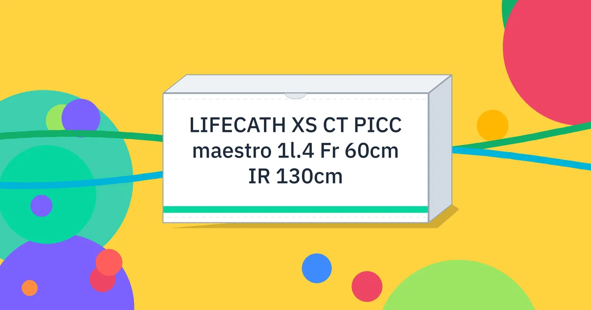 Symbolbild: Packung mit der Aufschrift LIFECATH XS CT PICC maestro 1l.4 Fr 60cm IR 130cm (PZN 19128079) – Verfügbarkeit und Bezug in Apotheken in Frankfurt am Main