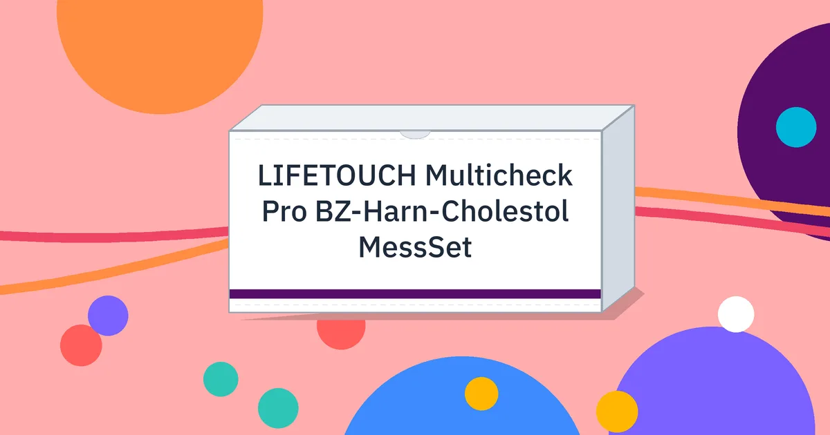 Symbolbild: Packung mit der Aufschrift LIFETOUCH Multicheck Pro BZ-Harn-Cholestol MessSet (PZN 12433224) – Verfügbarkeit und Bezug in Apotheken in Frankfurt am Main