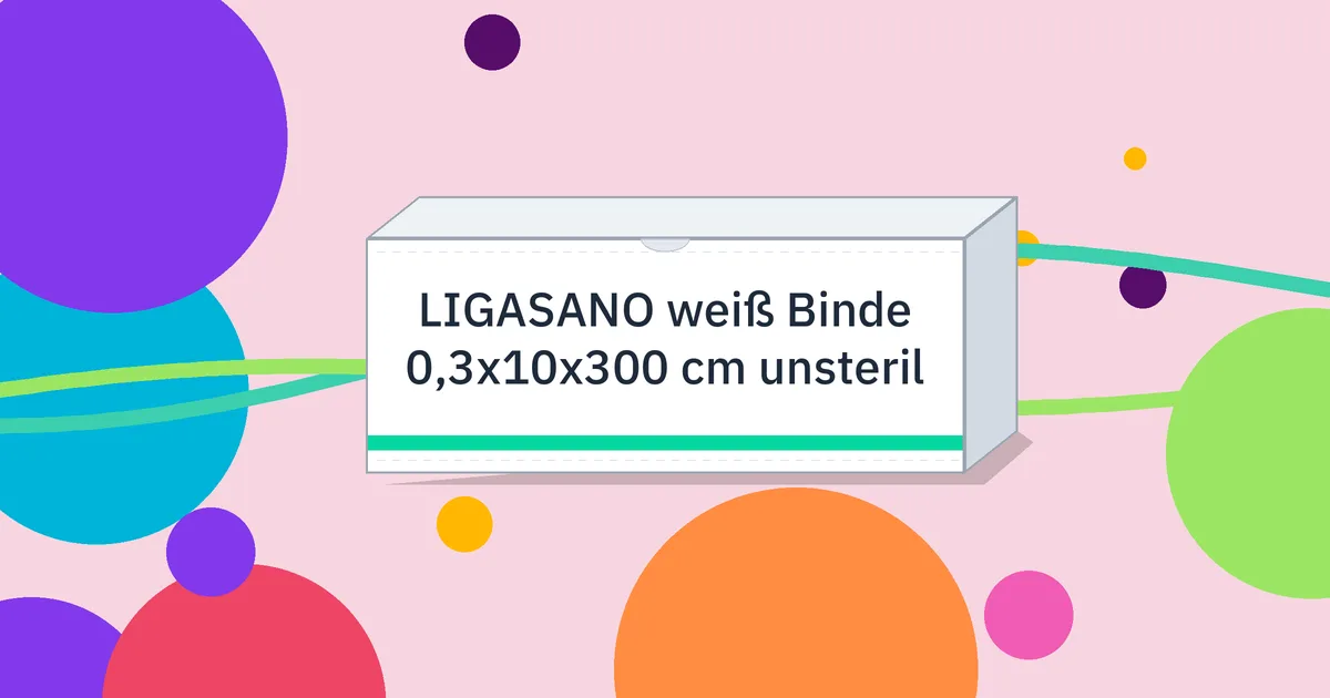 Symbolbild: Packung mit der Aufschrift LIGASANO weiß Binde 0,3x10x300 cm unsteril (PZN 17251746) – Verfügbarkeit und Bezug in Apotheken in Frankfurt am Main
