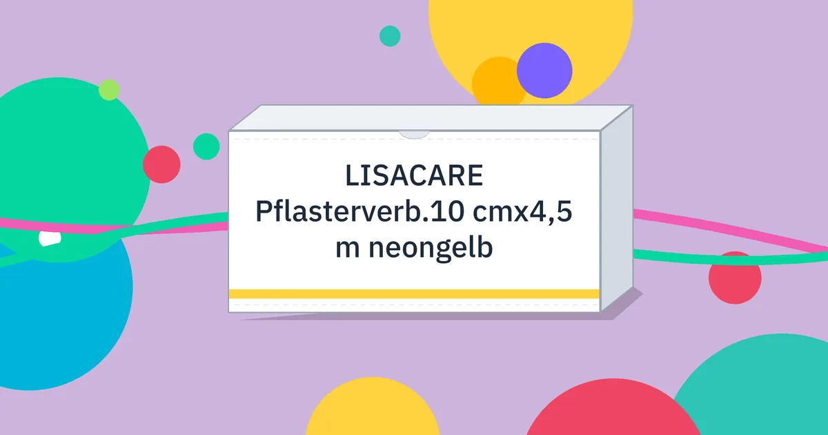 Symbolbild: Packung mit der Aufschrift LISACARE Pflasterverb.10 cmx4,5 m neongelb (PZN 17893120) – Verfügbarkeit und Bezug in Apotheken in Frankfurt am Main