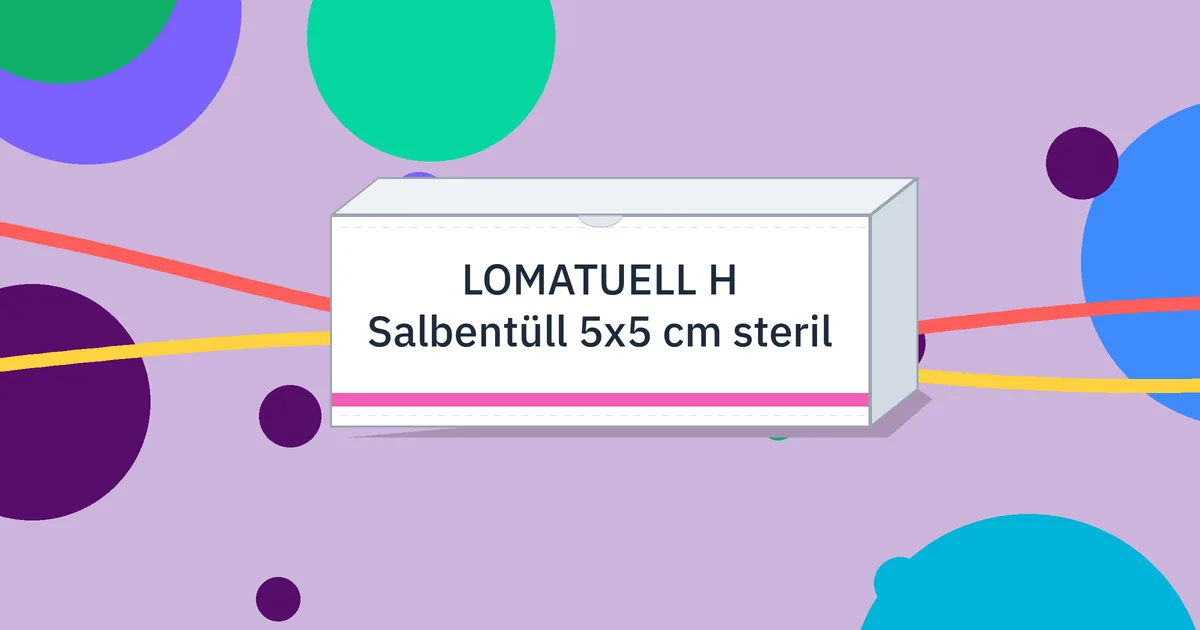 Symbolbild: Packung mit der Aufschrift LOMATUELL H Salbentüll 5x5 cm steril (PZN 20141323) – Verfügbarkeit und Bezug in Apotheken in Frankfurt am Main